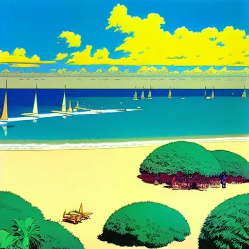 {a beautiful tropical beach} comic book style {herg... | OpenArt