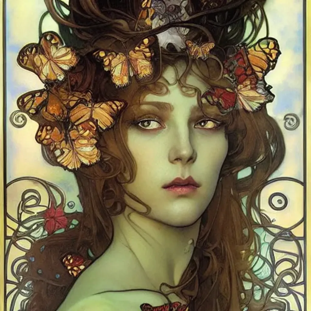 art nouveau poster in the style of alphonse mucha, i... | OpenArt