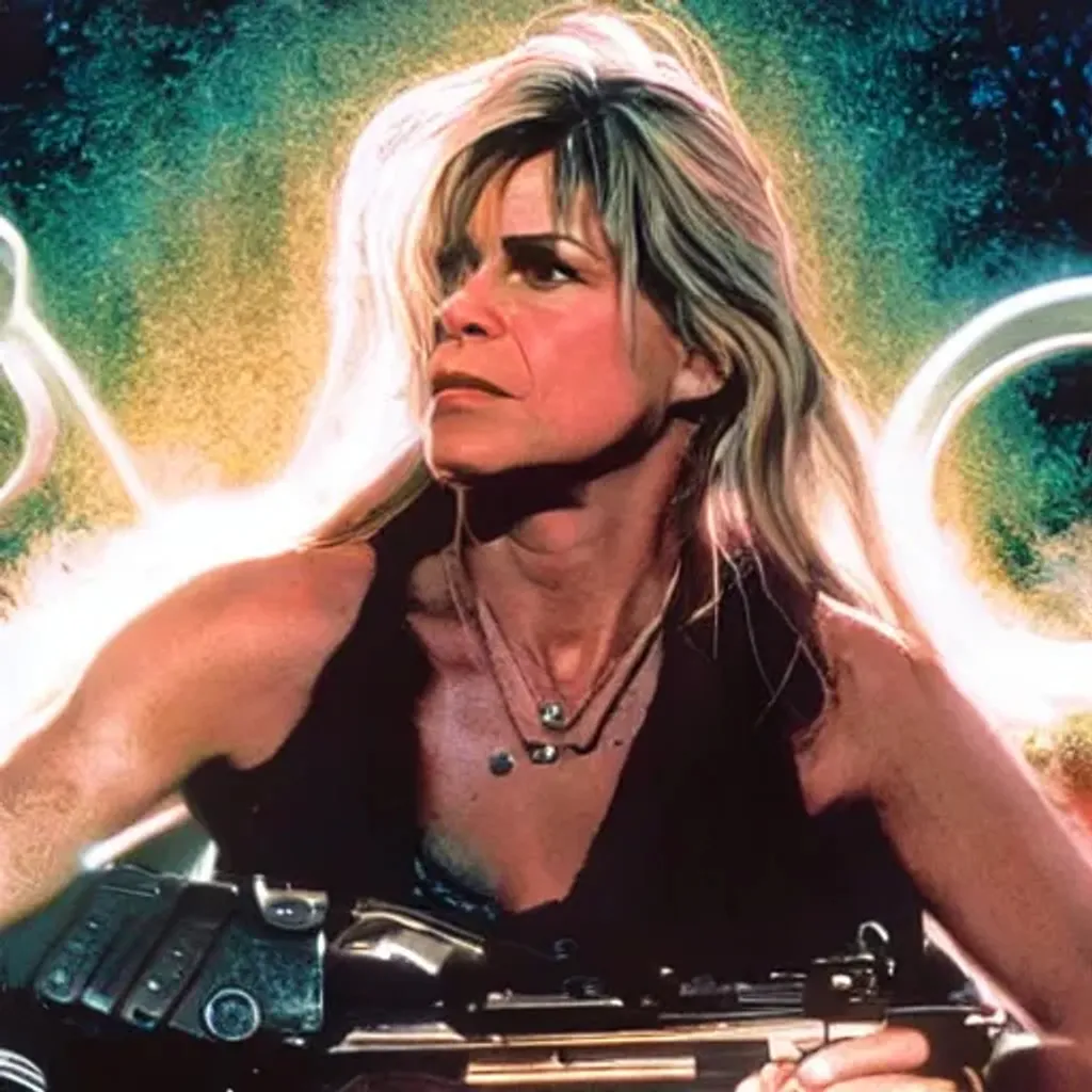 Sara Conner aka Linda Hamilton closeup illustration,... | OpenArt