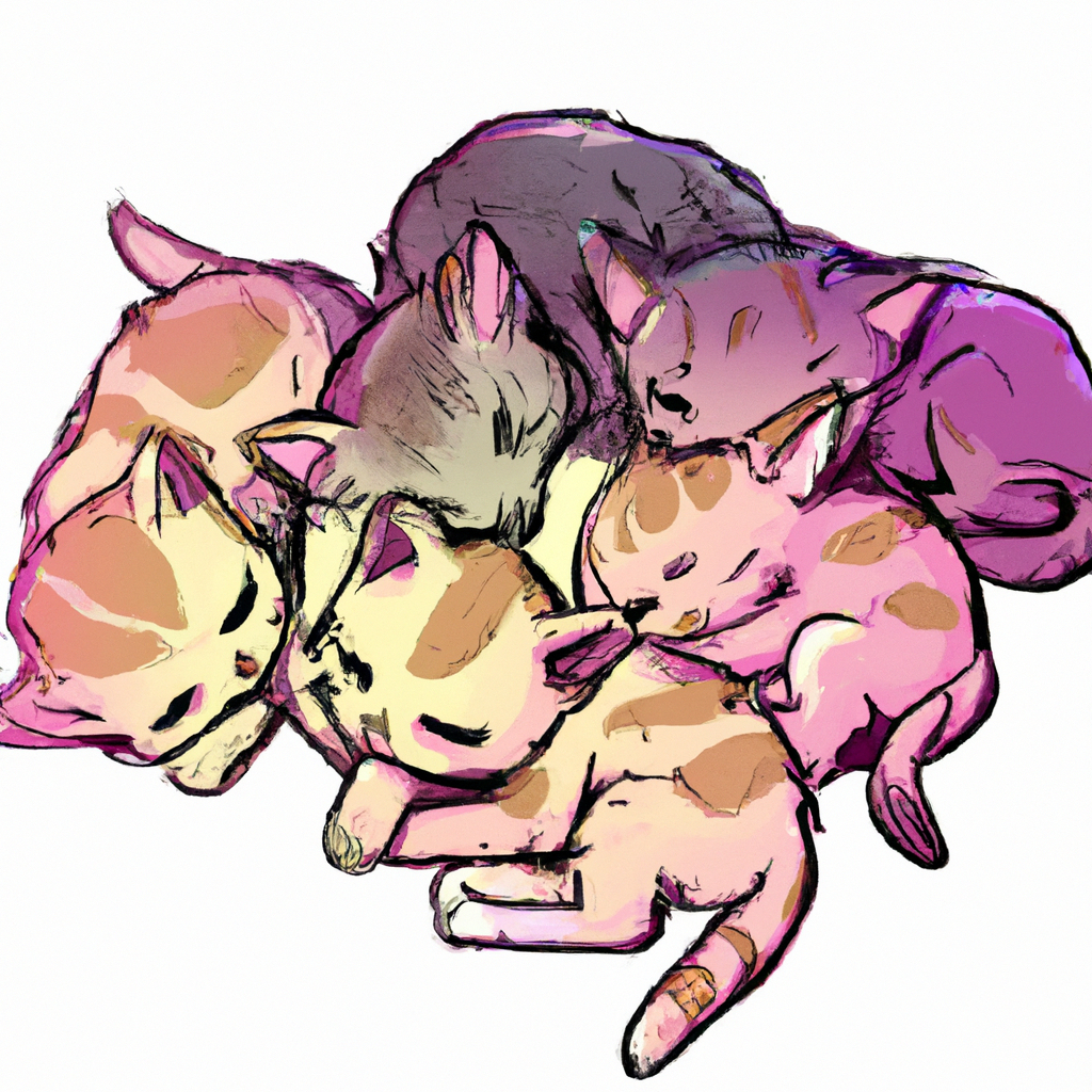 A pile of sleeping kittens, chibi style | OpenArt