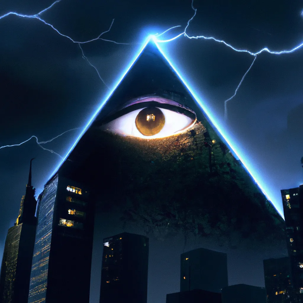 hyper realistic, Illuminati evil pyramid eye city ni... | OpenArt