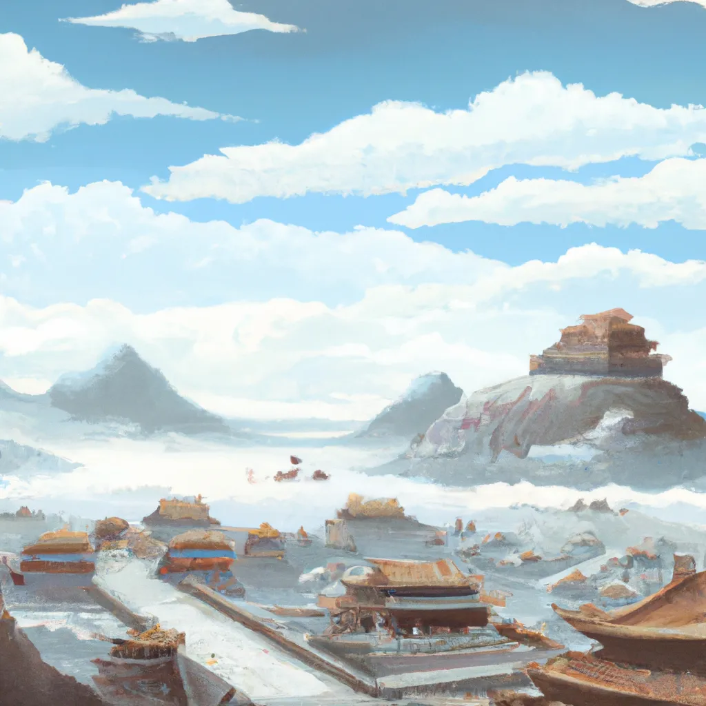 Many ancient Chinese buildings, clouds, atmosphere,... | OpenArt