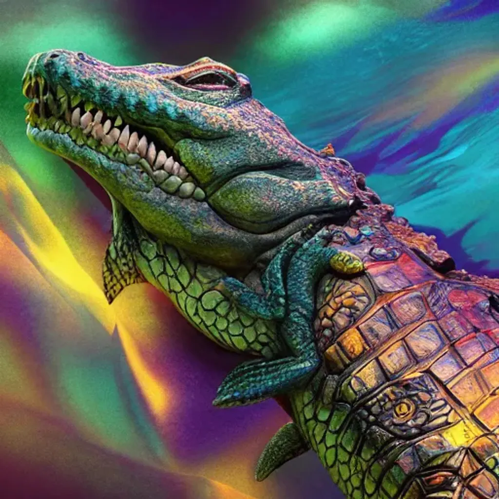 alligator eating a watermelon | OpenArt