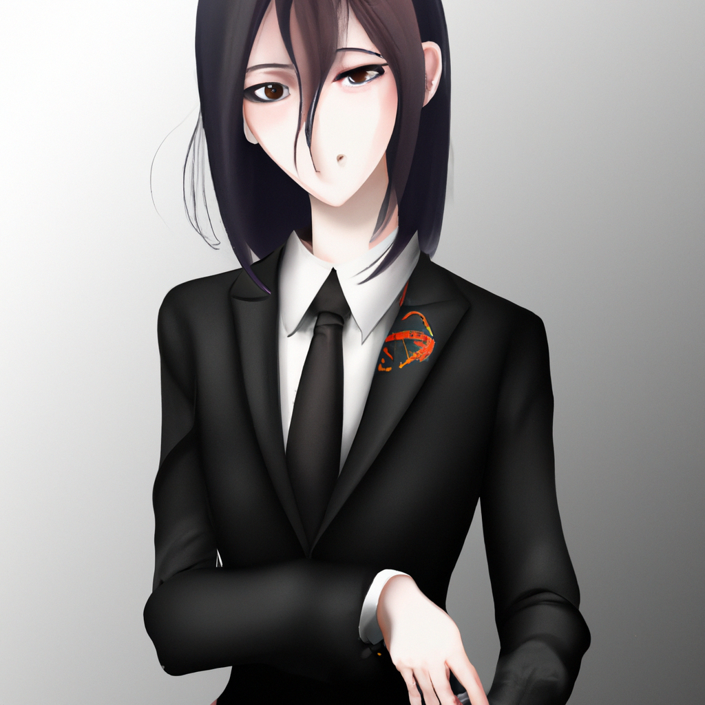 Anime key art of a woman in a suit, portrait shot, b... | OpenArt