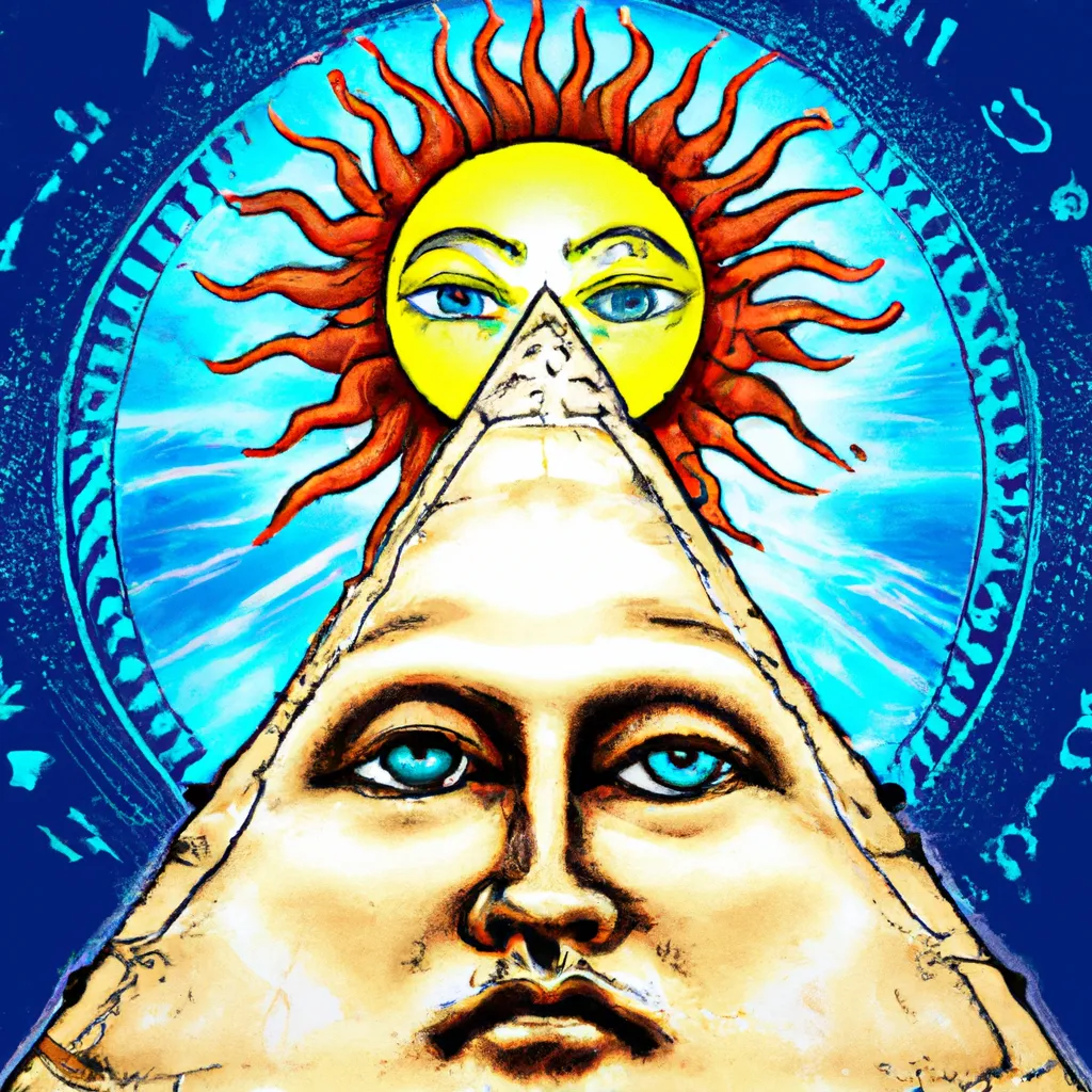 sun with face alchemy, pyramid, eye, esoteric, medie... | OpenArt