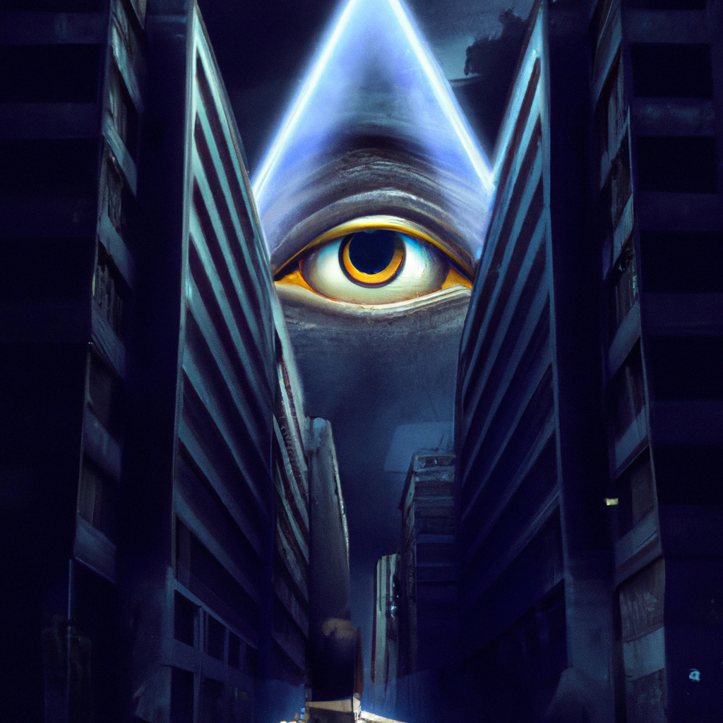 hyper realistic, Illuminati evil pyramid eye city ni... | OpenArt