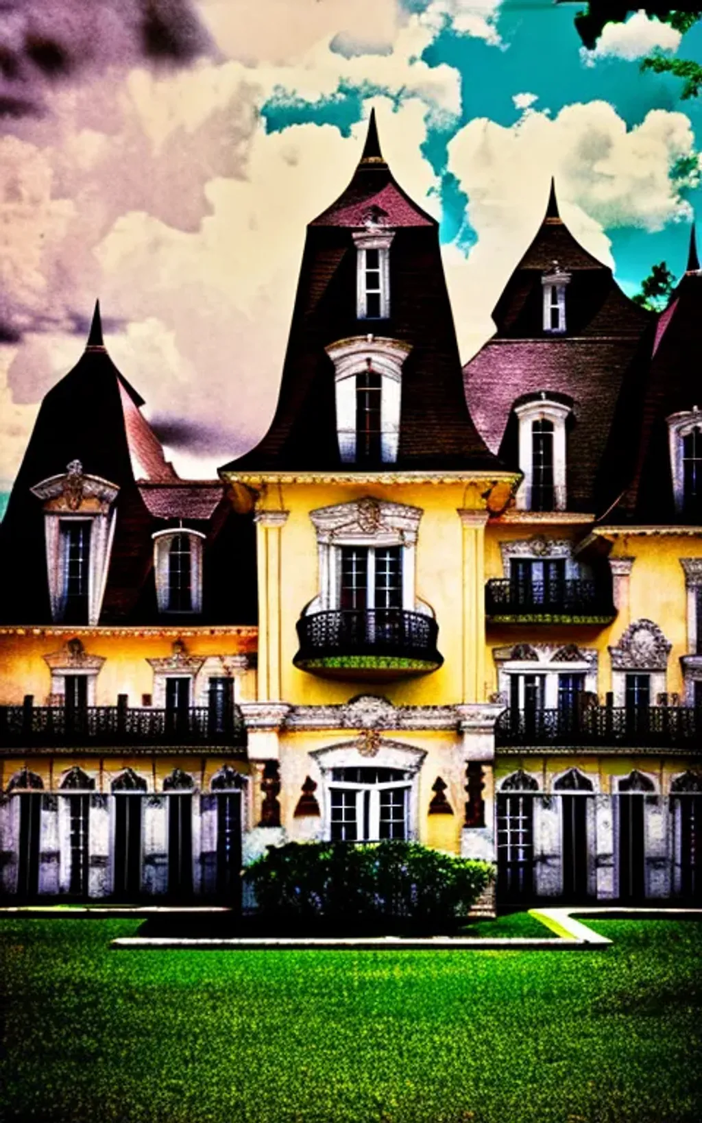 A blend of Mayan ruins and French provincial Chateau... | OpenArt