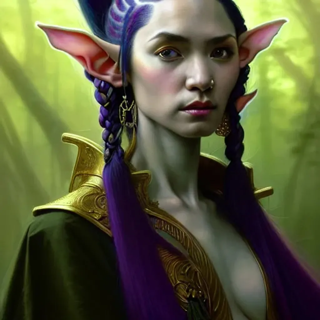 portrait of a female mage elf with black hair casti... | OpenArt