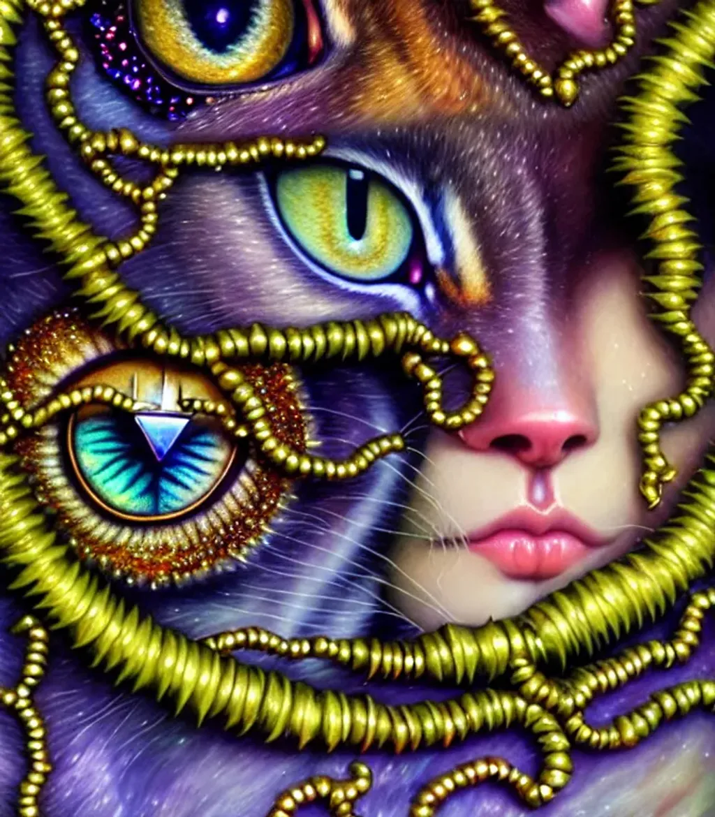 Bejewelled aesthetic cat shapeshifter felinoid godde... | OpenArt