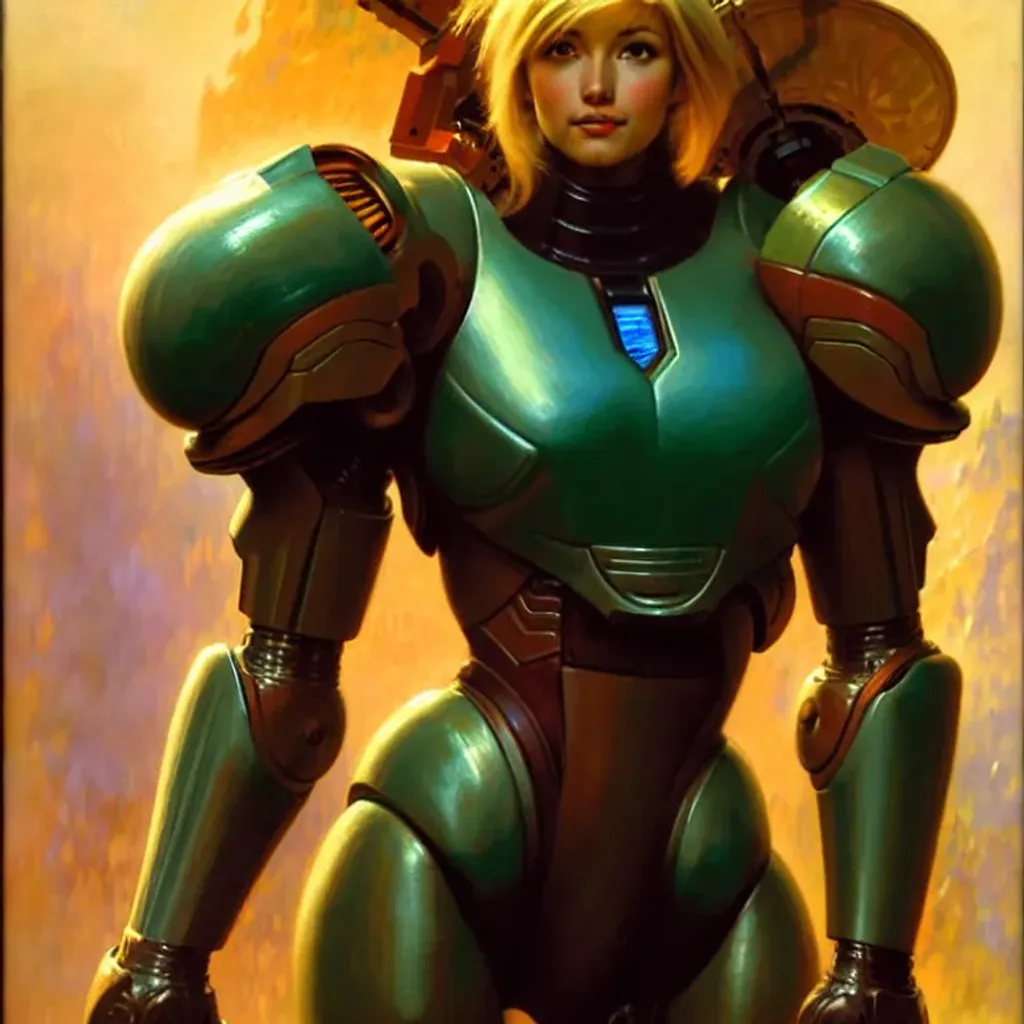 Full head Portrait of Samus Aran from metroid, paint... | OpenArt