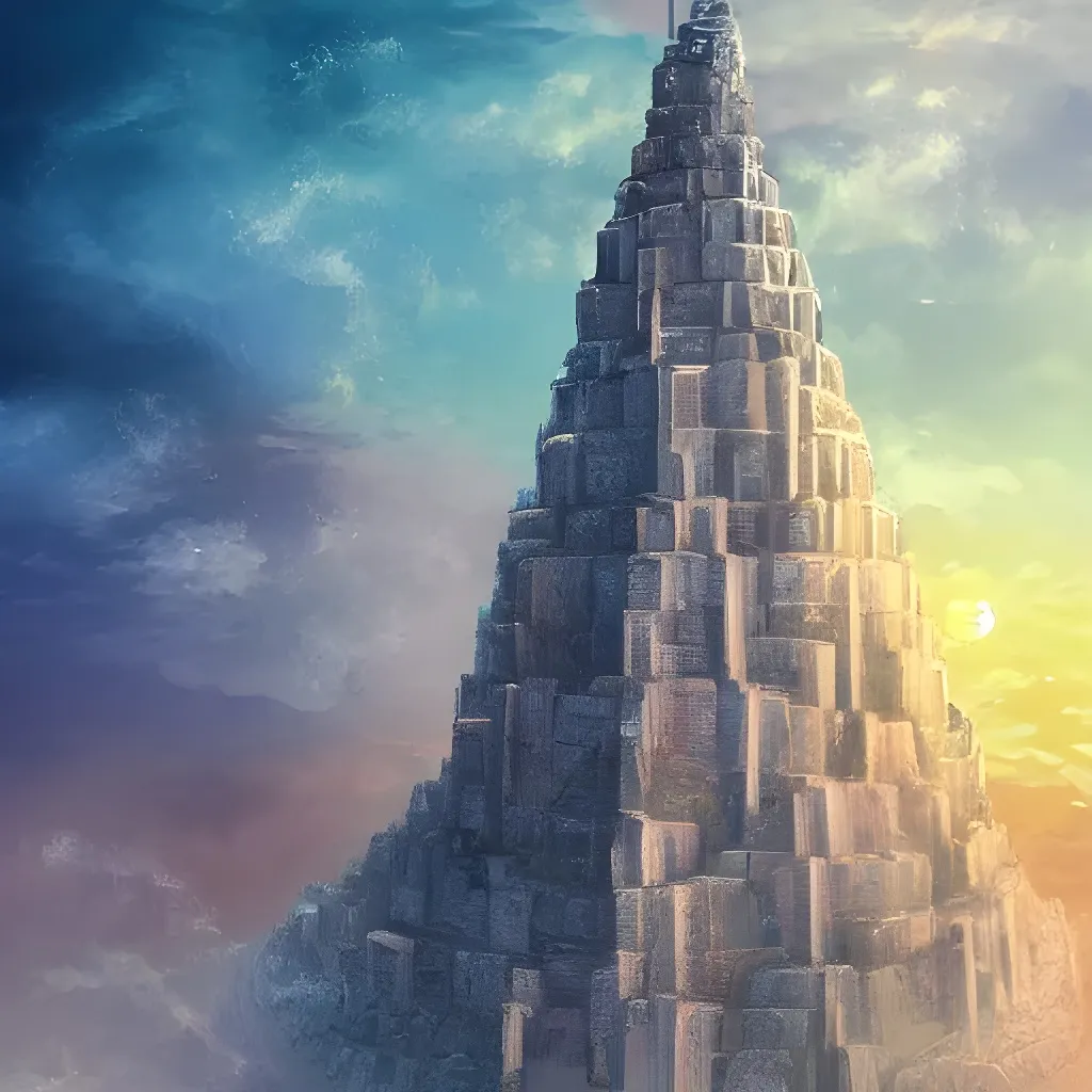 A digital Illustration of the Babel tower covered in... | OpenArt