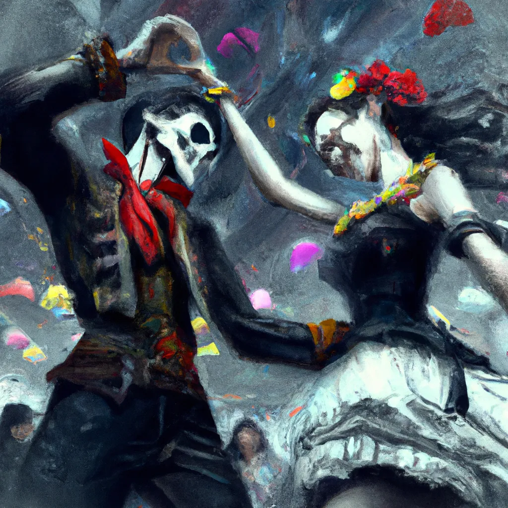 undead spirit couples dancing in afestival of day of... | OpenArt