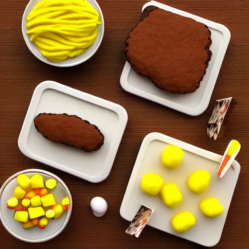 tiny cute 3D felt fiber white meat chicken patties,... | OpenArt