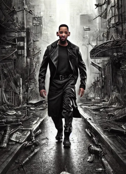 Portrait of {Will Smith as Neo from The Matrix} with... | OpenArt