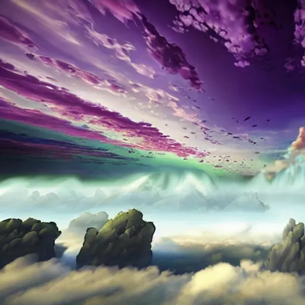 big levitating sky islands, purple sky, realistic, f... | OpenArt