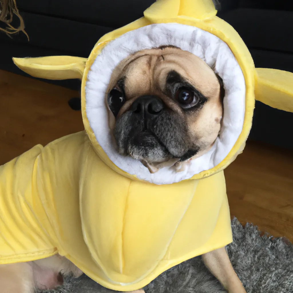 A pug in a banana costume | OpenArt