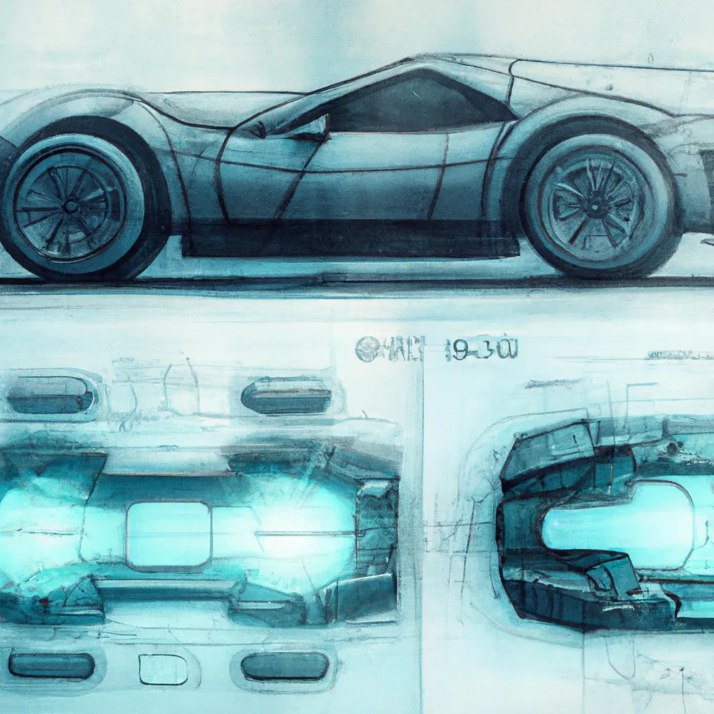 blueprint of Sketch of a concept car hyper realistic...