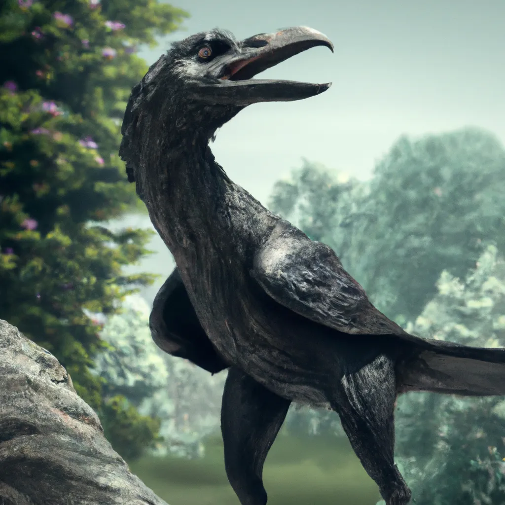 A highly realistic depiction of a giant corvus dinos... | OpenArt