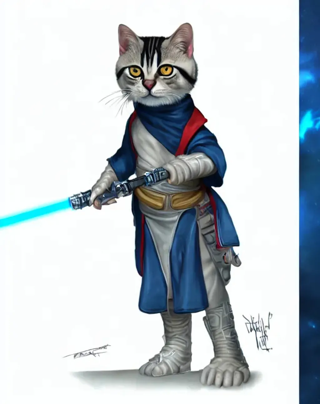 anthropomorphic american shorthair cat jedi wearig j... | OpenArt