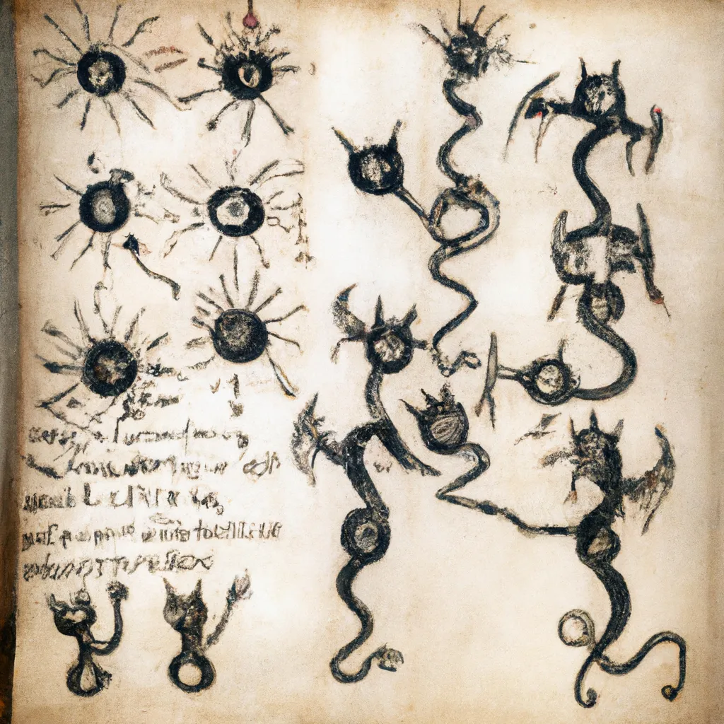 Drawings from an undecipherable grimoire manuscript | OpenArt