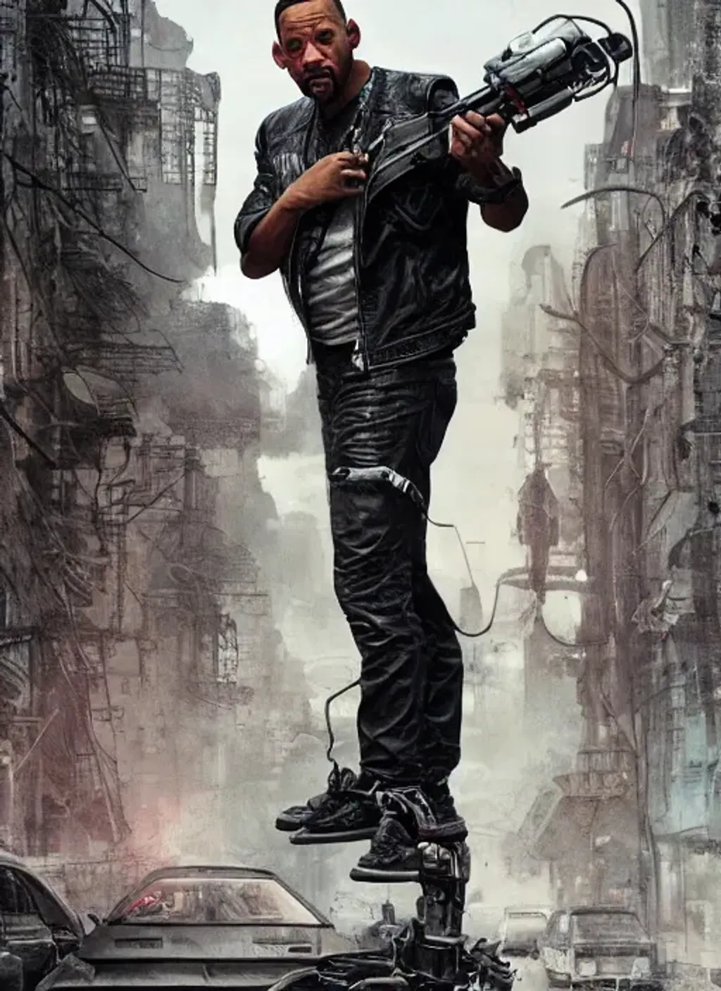 Portrait of {Will Smith as Terminator} with {graying... | OpenArt