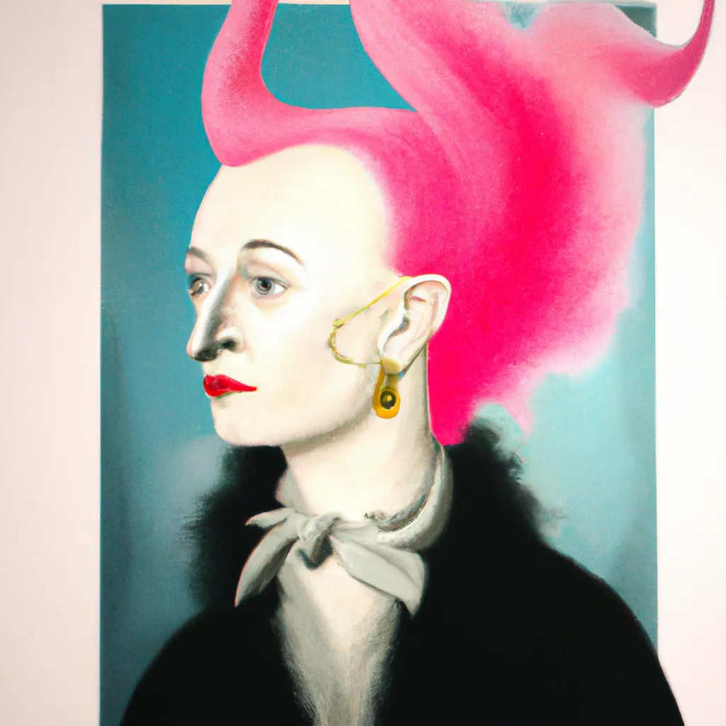 portrait of a girl with pink hair by Salvador Dalí