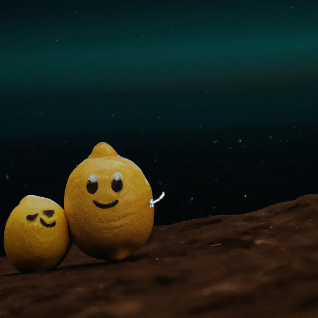 2 little cute lemons hugging each other, on the plan... | OpenArt