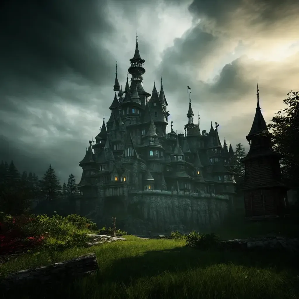 a vampire castle, cinematic lighting, establishing s... | OpenArt