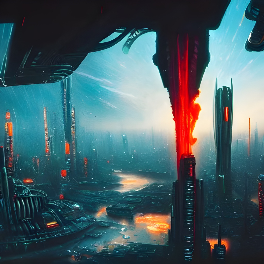 A thermonuclear explosion rocks the cyberpunk city o... | OpenArt