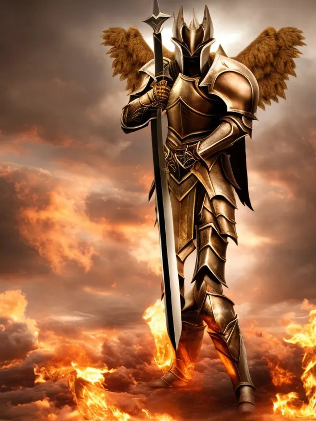 The Archangel Michael clad in the armor of God vanqu... | OpenArt