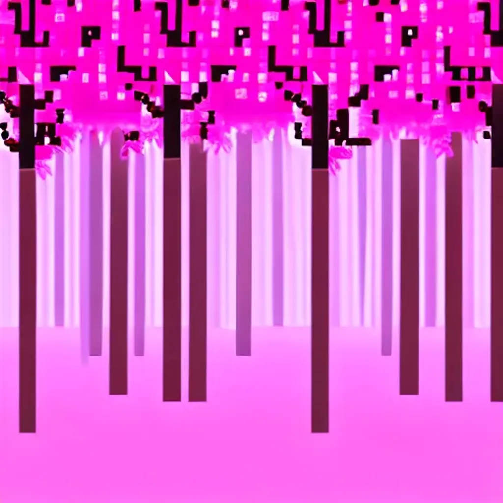 a pixel style picture of a pink forest, centered, pi... | OpenArt