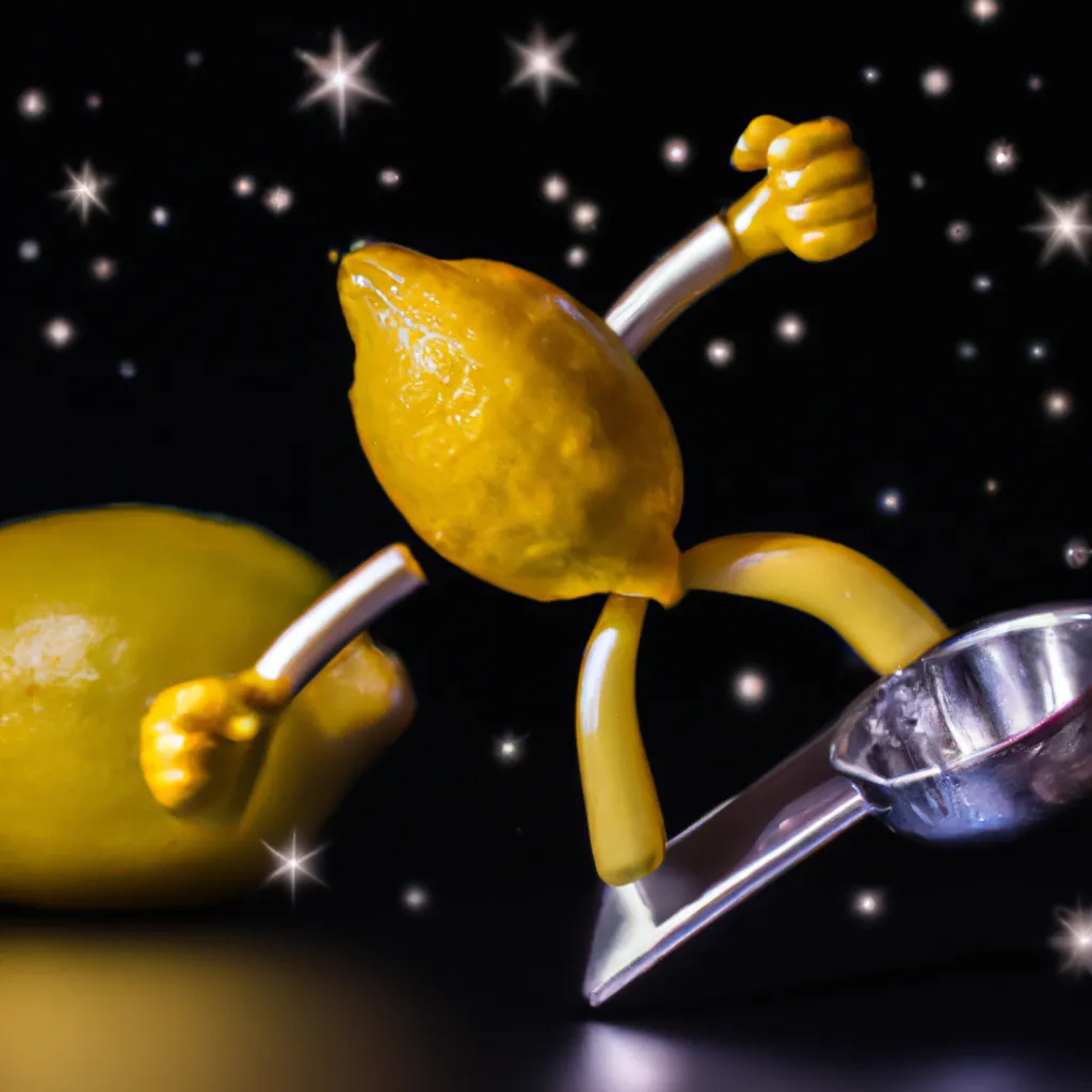Lemon flexing his muscles in space, flying lemon squ... | OpenArt