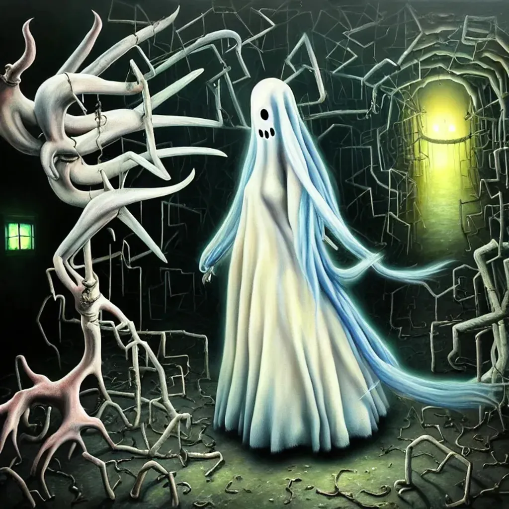 An expressive surrealism oil painting of a ghost in... | OpenArt