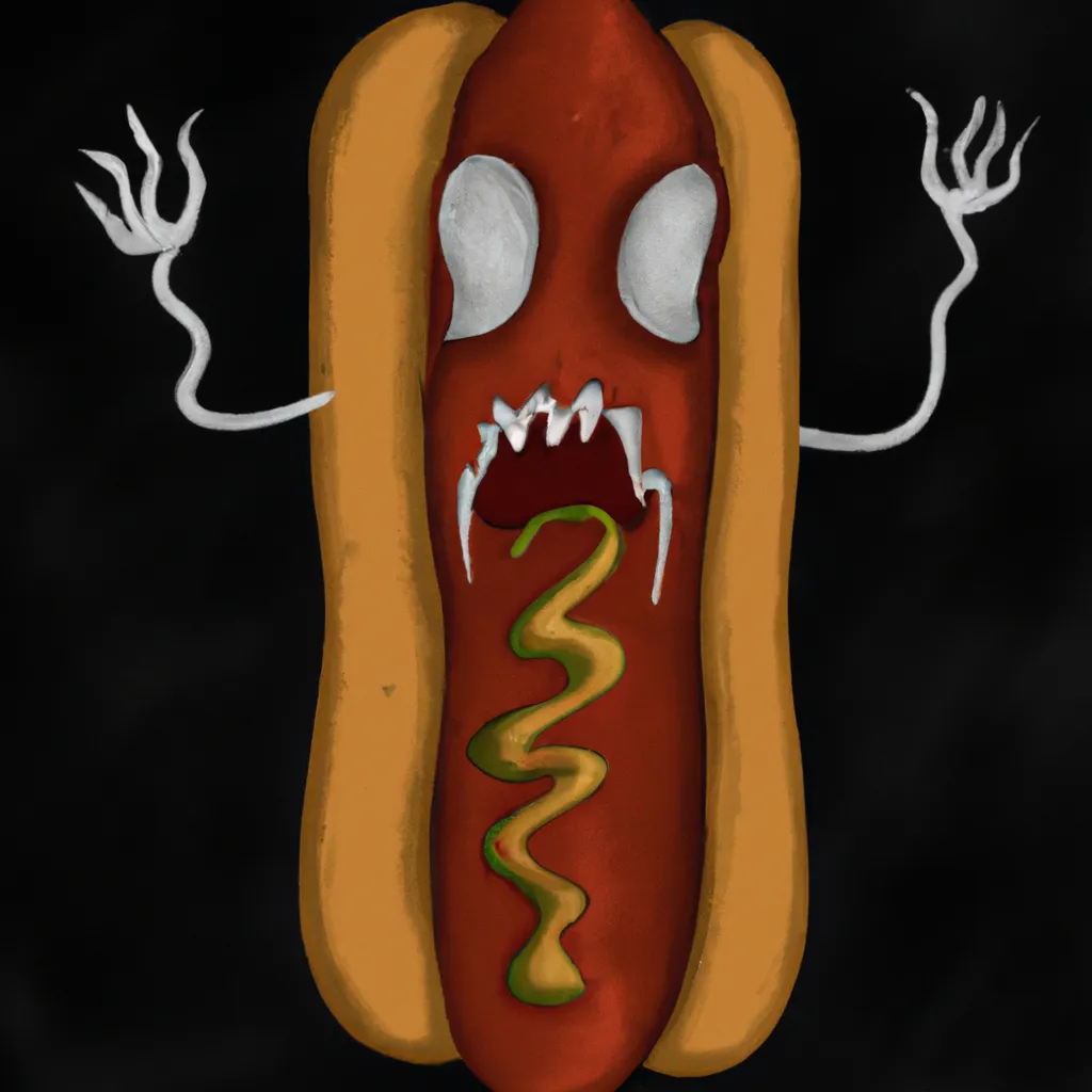 evil hotdog of doom and eternal demise, creepy horro...