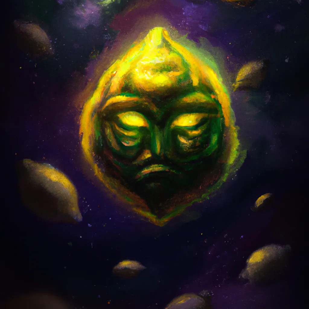 a god-like lemon in a colourful mysterious space is... | OpenArt