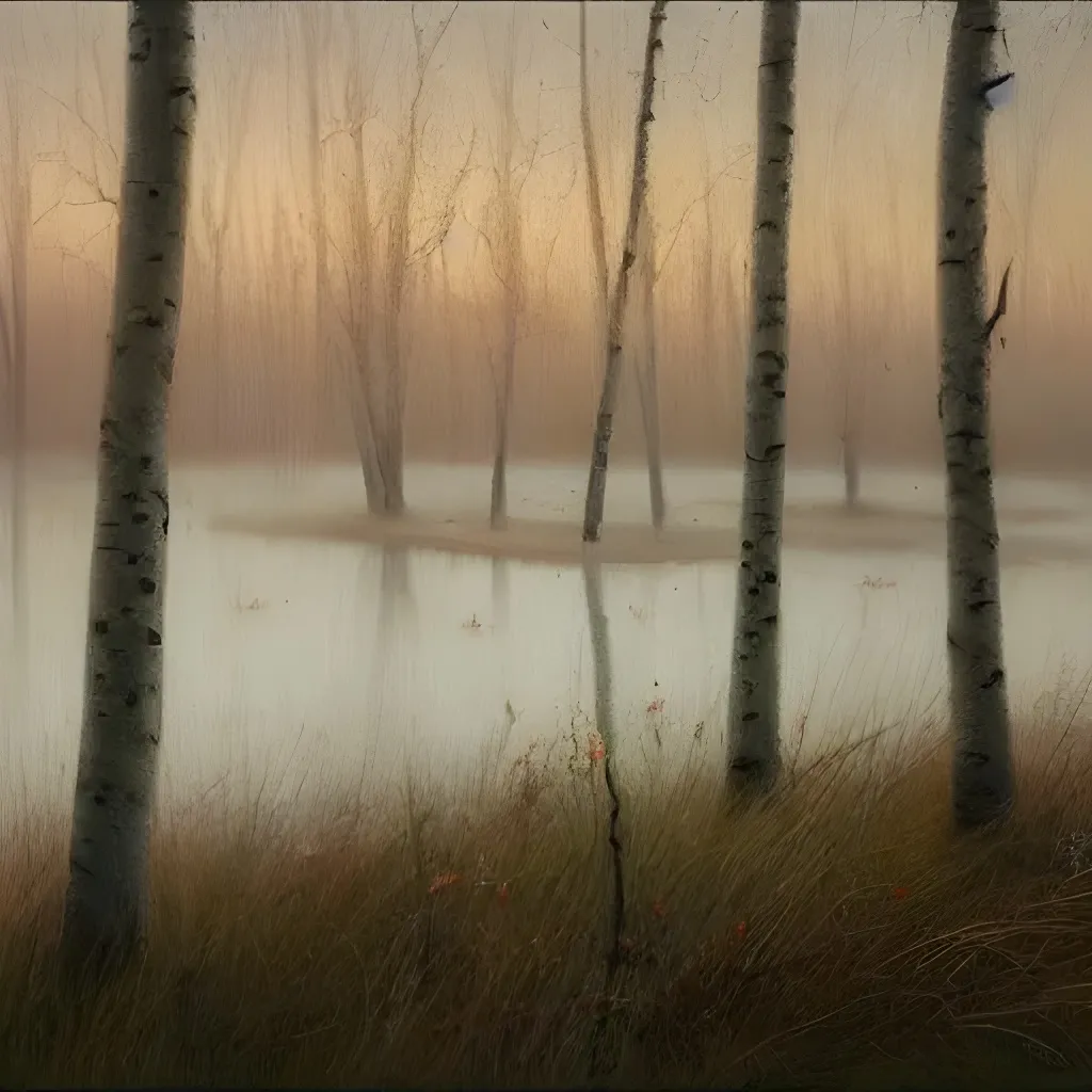 minimal arboreal landscape painting by Office Horus | OpenArt