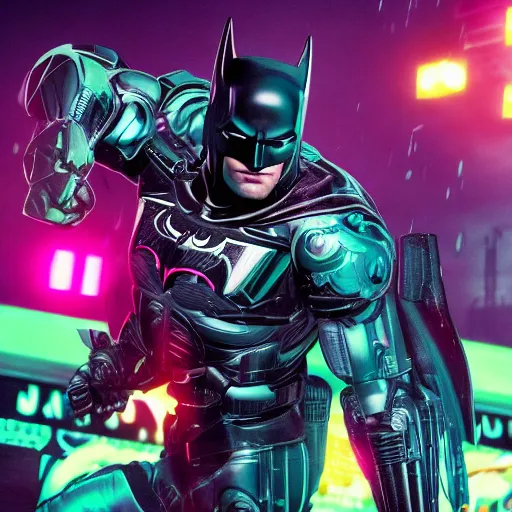 cyborg batman, 8k, neon