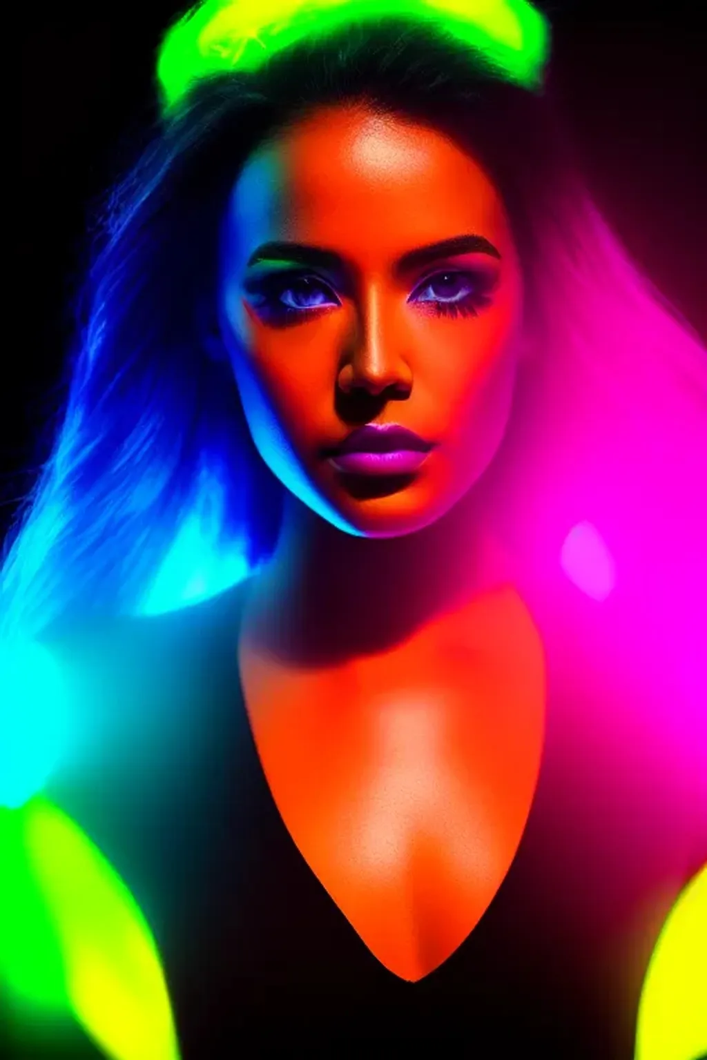 Vivid Neon Colors, Portrait Photo of a Women Superhe... | OpenArt