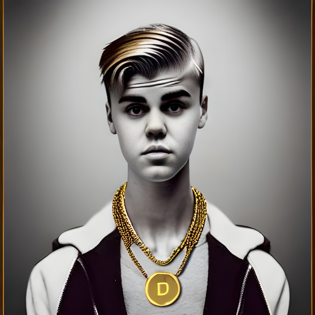 a young man with a gold chain around his neck, a dig... | OpenArt