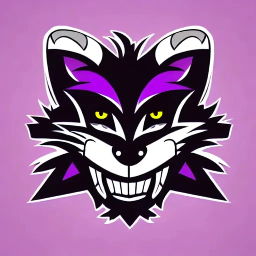 2d ferocious {black and purple fox}, vector illustra...