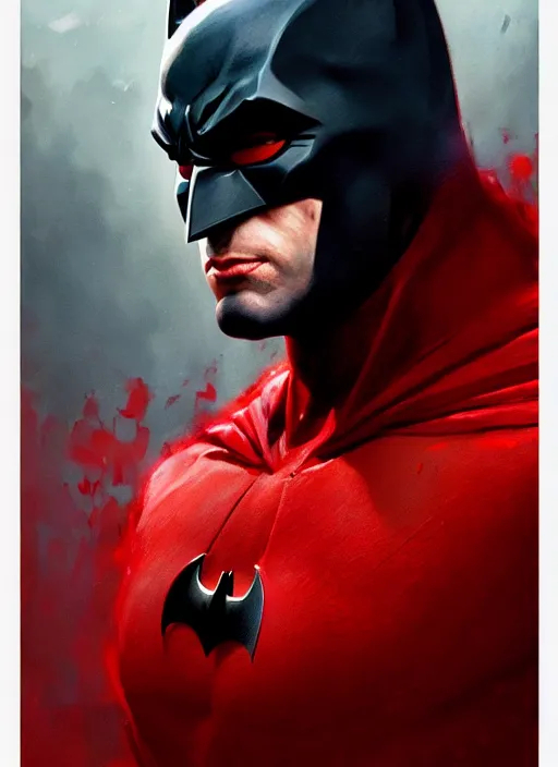 Portrait of batman with {red} background, perfect c...