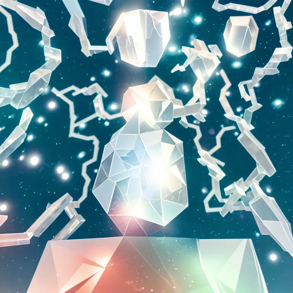 Crystal cluster, isometric tower, universe inside to... | OpenArt