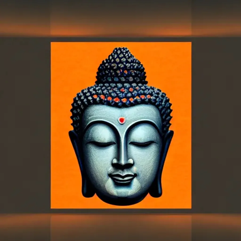 symmetrical beautiful buddha, bright orange colors,... | OpenArt