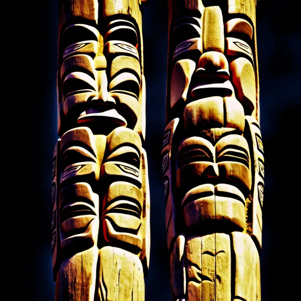 Native American, Quonset hut, totem pole, forested b... | OpenArt