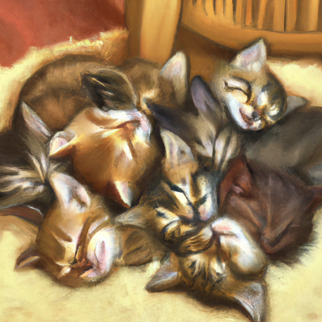 A pile of sleeping chibi kittens, digital art | OpenArt