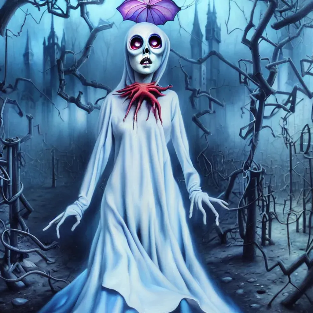 An expressive surrealism oil painting of a ghost in... | OpenArt