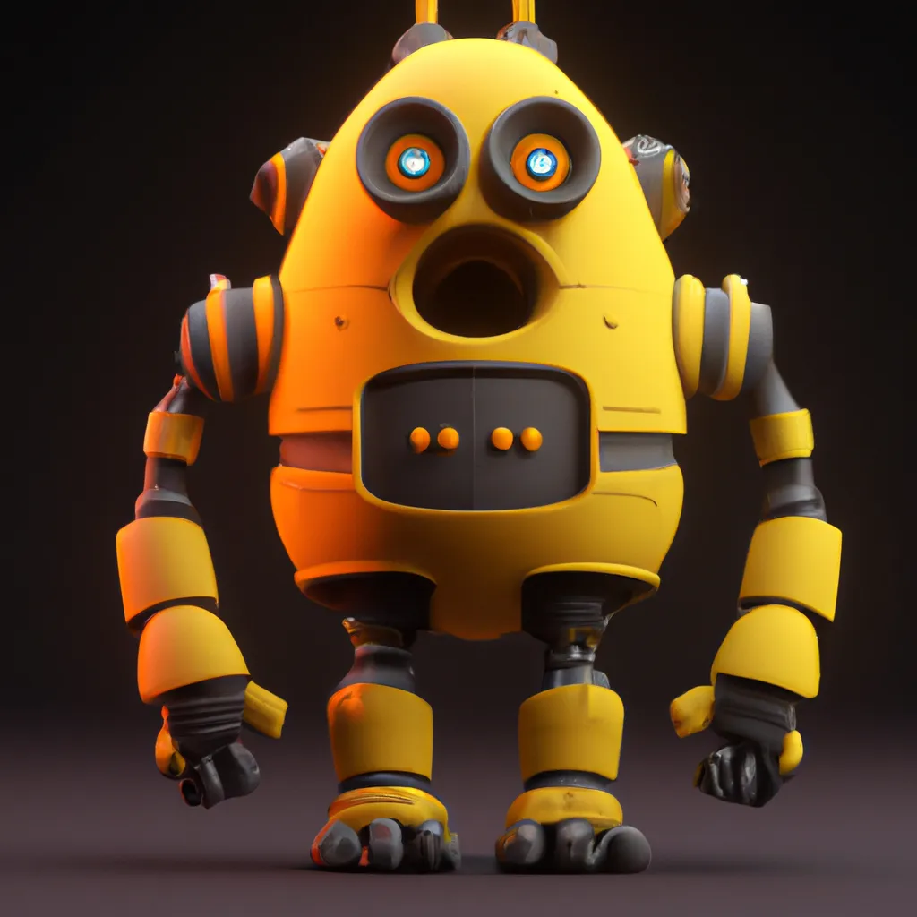 Minion Mech is angry, cute 4d rendered, bioluminesce... | OpenArt