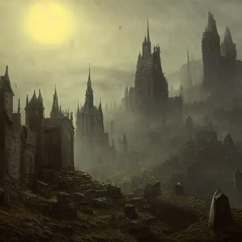 A painting of Undead Burg in Dark Souls, grim depres... | OpenArt