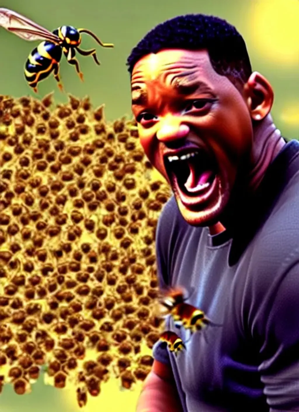 Will Smith screaming while getting attacked by wasps | OpenArt