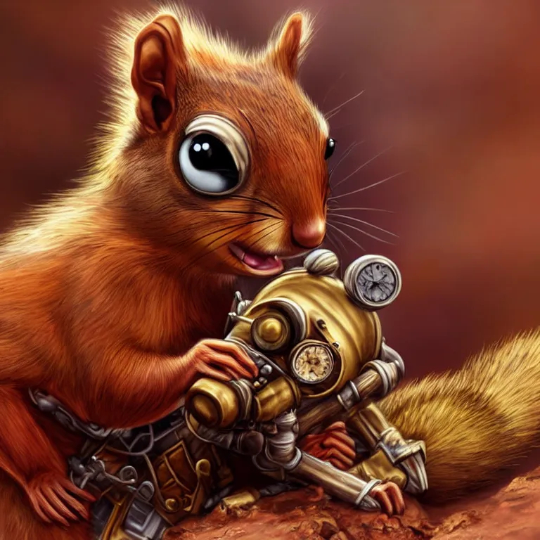 hyper realistic, squirrel on mars, golden armor, ste... | OpenArt